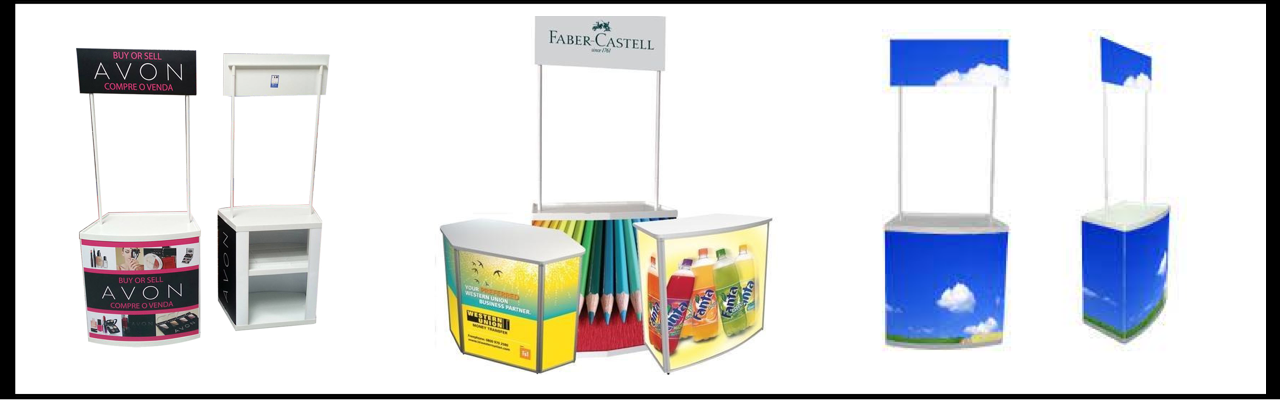 Desk e Stand Promozionali pubblicitari per fiere stand grafica e stamp ...