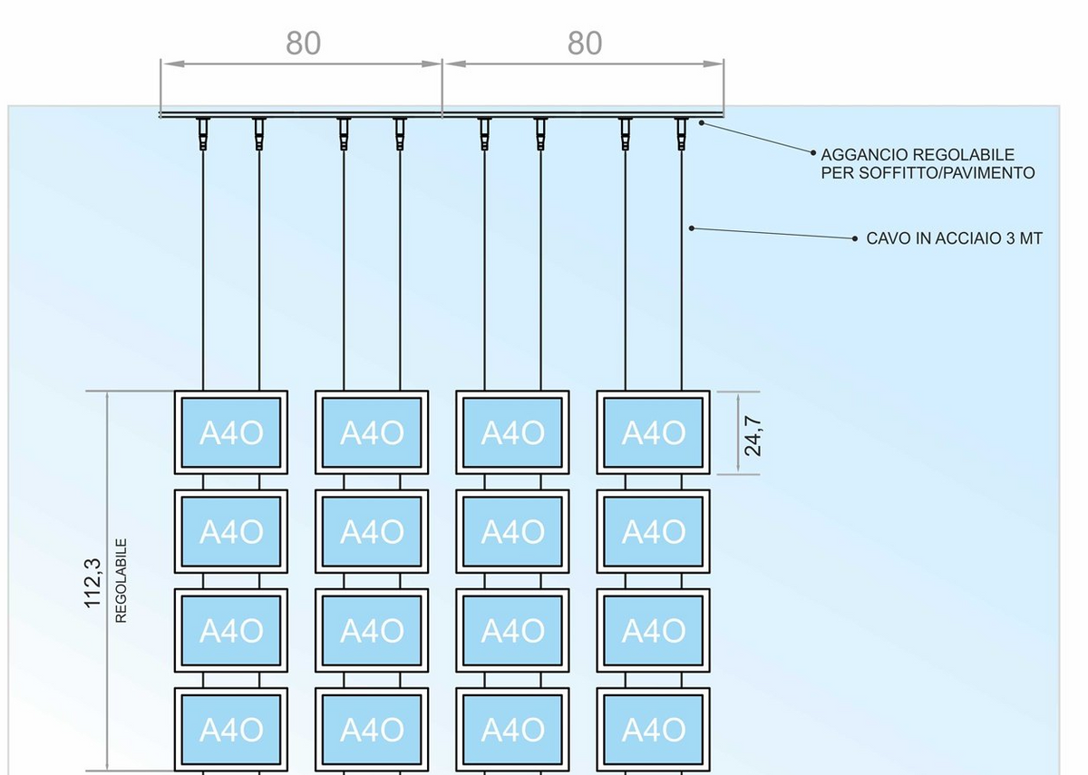 Vetrina a cavetto Ag. Viaggi Immobilare 16 Tasche A4 Orizzontali LED ...